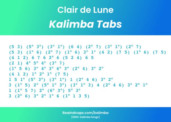 Clair de Lune Kalimba Tabs & Chords | Moonlight Theme | Claude Debussy ...