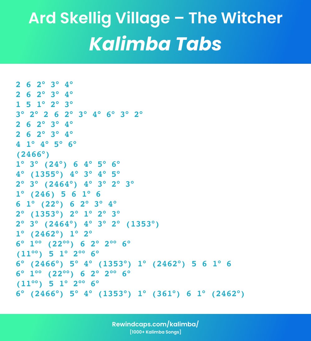Ard Skellig Village – The Witcher Kalimba Tabs & Chords | Wild Hunt ...