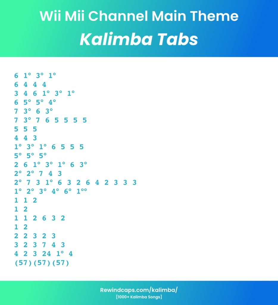 Wii Mii Channel Kalimba Tabs & Chords | Main Theme - Kalimba Tabs